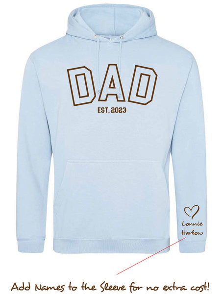 Father Day Hoodie - Dad Est… Personalised with kids names on sleeve ...