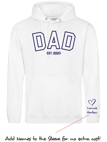 Father Day Hoodie - Dad Est… Personalised with kids names on sleeve ...